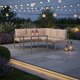 Ambia Garden Dining-Loungeset, Beige, Metall, Kunststoff, einzeln stellbar, 182x176 cm, Loungem&ouml;bel, Gartenlounge-Sets