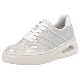Plateausneaker Rieker, Damen, Gr. 43, bunt (silberfarben, wei&szlig;), Lederimitat, metallic, Schuhe Plateausneaker, Schn&uuml;rschuh, Halbschuh, Freizeitsneaker mit Rieker Air Ausstattung