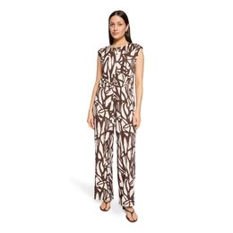 Overall Cartoon "Damen mit Muster", Damen, Gr. 34, Normalgr&ouml;&szlig;en, nature, braun, Obermaterial: 98% Polyester, 2% Elasthan, tailliert, Rundhals, Overalls Overall