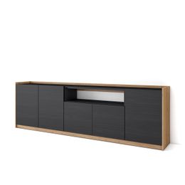 SIDEBOARD, Highboard, Schwarz Eiche, 260/37/80cm