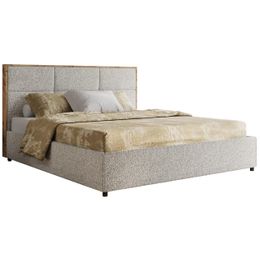 POLSTERBETT LERIO CLASSIC 160/200 - Hellgrau Strukture - Schaum-Matratze