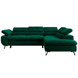 ECKSOFA PABLO L Dunkelgr&uuml;n Velvet - Rechts Seite