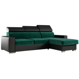 ECKSOFA FOX-L Dunkelgr&uuml;n/Schwarz