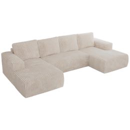 WOHNLANDSCHAFT TRENTINO U Beige Cord