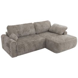 ECKSCHLAFSOFA CUBO L Hellbraun Cord - rechts