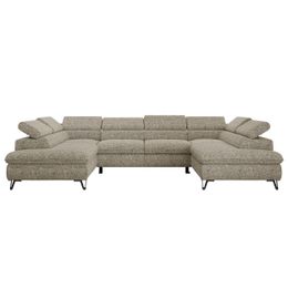 WOHNLANDSCHAFT PABLO U Strukture Beige mit Topper Visco