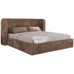 POLSTERBETT EMORA CLASSIC 180/200 - Braun Cord - Schaum-Matratze