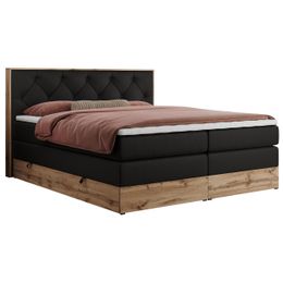 BOXSPRINGBETT VENETO KING 200/200 Schwarz Kunstleder - H4