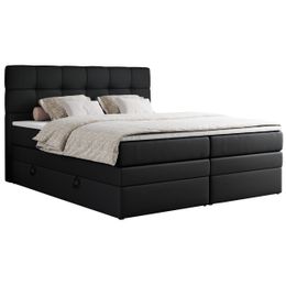 BOXSPRINGBETT ERNI KING 200/200 Schwarz Kunstleder - H4