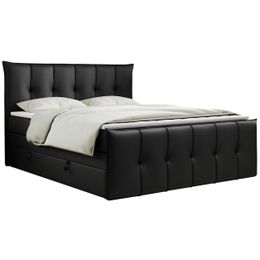 BOXSPRINGBETT PREMIUM 11 KING 200/200 Schwarz Kunstleder - H4