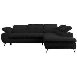 ECKSOFA PETER L Schwarz Boucle - Rechts Seite