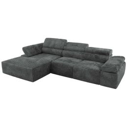 ECKSOFA RILASSO L Dunkelgrau Cord - links