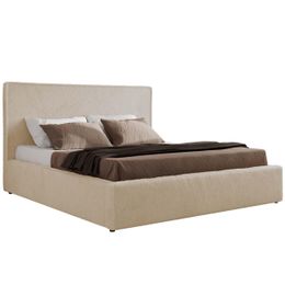 POLSTERBETT CORIVO CLASSIC 180/200 - Creme Pl&uuml;sch - Pocket-Matratze