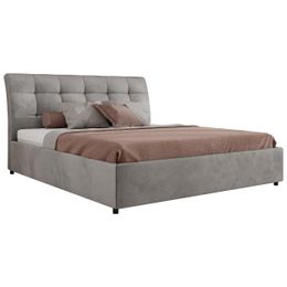 POLSTERBETT GALA CLASSIC 140/200 - Hellgrau Velvet - Schaum-Matratze