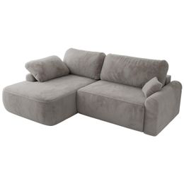 ECKSCHLAFSOFA CUBO L Hellgrau Pl&uuml;sch - links