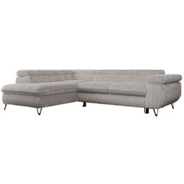 ECKSOFA PEDRO L Hellgrau Cord - Links Seite