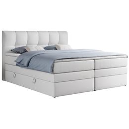 BOXSPRINGBETT ALVIN KING 200/200 Wei&szlig; Kunstleder - H3