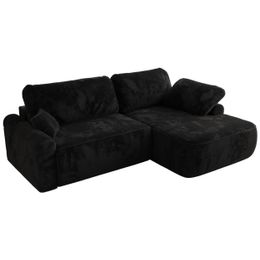 ECKSCHLAFSOFA CUBO L Schwarz Pl&uuml;sch - rechts