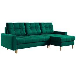 ECKSOFA Astra Dunkelgr&uuml;n Velvet