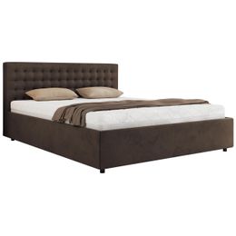POLSTERBETT PAVO CLASSIC 200/200 - Braun Velvet - Schaum-Matratze