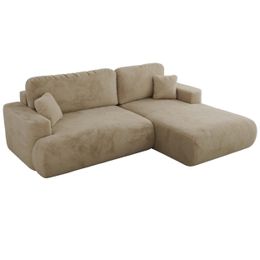 ECKSOFA OVO L Beige Pl&uuml;sch - Rechts Seite