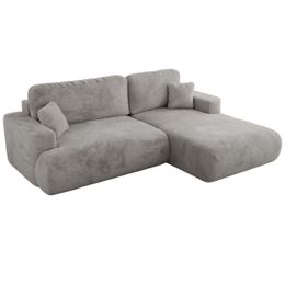 ECKSOFA OVO L Hellgrau Pl&uuml;sch - Rechts Seite