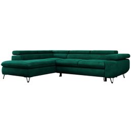 ECKSOFA PEDRO L Dunkelgr&uuml;n Velvet - Links Seite