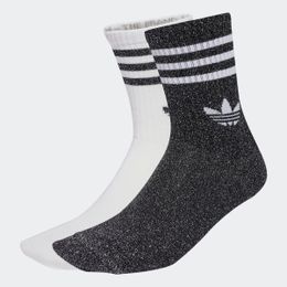 Sportsocken adidas originals "3S GLITTER CR 2", Damen, Gr. L (43/45), schwarz, wei&szlig;, Obermaterial: 48% Baumwolle, 36% Polyester, 7% metallisierte Fasern, 6% Polyamid, 3% Elasthan, Socken Sportsocken, f&uuml;r Laufen, mit Rippb&uuml;ndchen, mit Glitzer auf 3-Streifen und Trefoil