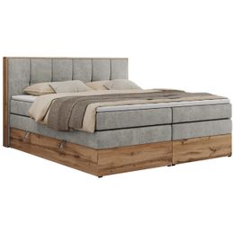 BOXSPRINGBETT ALBERO 1 KING 200/200 Hellgrau Strukture - H4