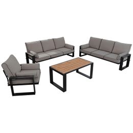 GARTENM&Ouml;BEL-SET ELBA: 1x Tisch, 2x Sofa, 1x Sessel - Grau