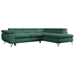 ECKSOFA PEDRO L Gr&uuml;n Struktur - Rechts Seite