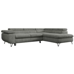 ECKSOFA PEDRO L Grau Struktur - Rechts Seite
