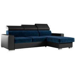 ECKSOFA FOX-L Dunkelblau/Schwarz