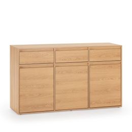 SIDEBOARD Tori 3 T&uuml;ren 3 Schubladen, Eichenfarbe