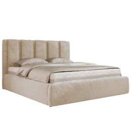POLSTERBETT SAVINO CLASSIC 180/200 - Creme Pl&uuml;sch - Schaum-Matratze