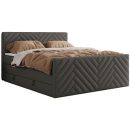 BOXSPRINGBETT PARIS KING DUO - 140/200 - Grau Kunstleder - H3