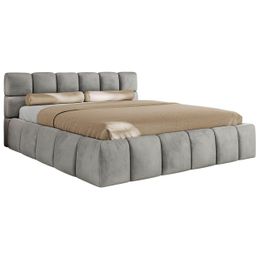 POLSTERBETT NIRA CLASSIC 200/200 - Hellgrau Velvet - Schaum-Matratze