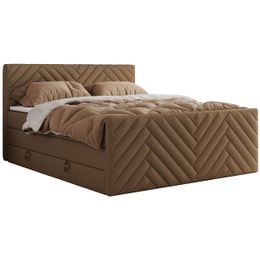 BOXSPRINGBETT PARIS KING DUO - 200/200 - Braun Kunstleder - H3