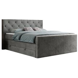 BOXSPRINGBETT KING VELEN 200/200 Dunkelgrau Velvet - H3