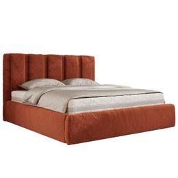 POLSTERBETT SAVINO CLASSIC 200/200 - Orange Pl&uuml;sch - Schaum-Matratze