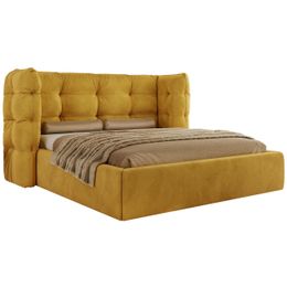 POLSTERBETT FLONELLE CLASSIC 180/200 - Gelb Velvet - Schaum-Matratze