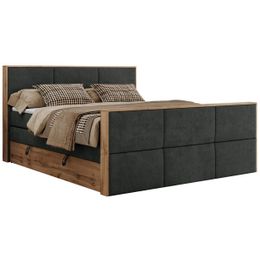 BOXSPRINGBETT ALBERO 2 KING DUO 200/200 Dunkelgrau Strukture - H4