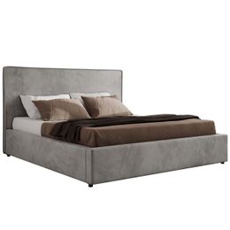 POLSTERBETT CORIVO CLASSIC 200/200 - Hellgrau Velvet - Schaum-Matratze