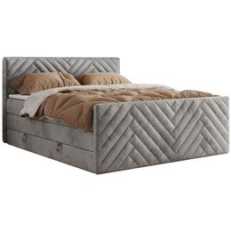 BOXSPRINGBETT PARIS KING DUO - 200/200 - Hellgrau Velvet - H4