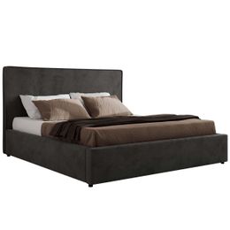 POLSTERBETT CORIVO CLASSIC 160/200 - Dunkelgrau Velvet - Schaum-Matratze