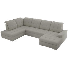 WOHNLANDSCHAFT MADRITO U - Hellgrau Boucle - Links