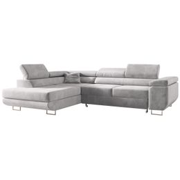 ECKSOFA GUSTAW L Hellgrau Velvet Links Seite