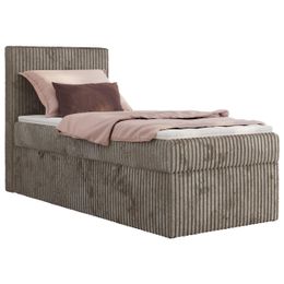 BOXBETT TILIANO 90/200 - Hellbraun Cord - H3 - Visco Topper - Links
