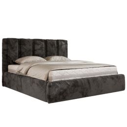 POLSTERBETT SAVINO CLASSIC 180/200 - Dunkelgrau Pl&uuml;sch - Schaum-Matratze