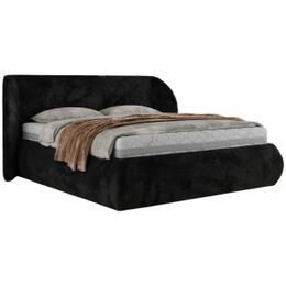 POLSTERBETT CAELA CLASSIC 180/200 - Schwarz Pl&uuml;sch - Schaum-Matratze